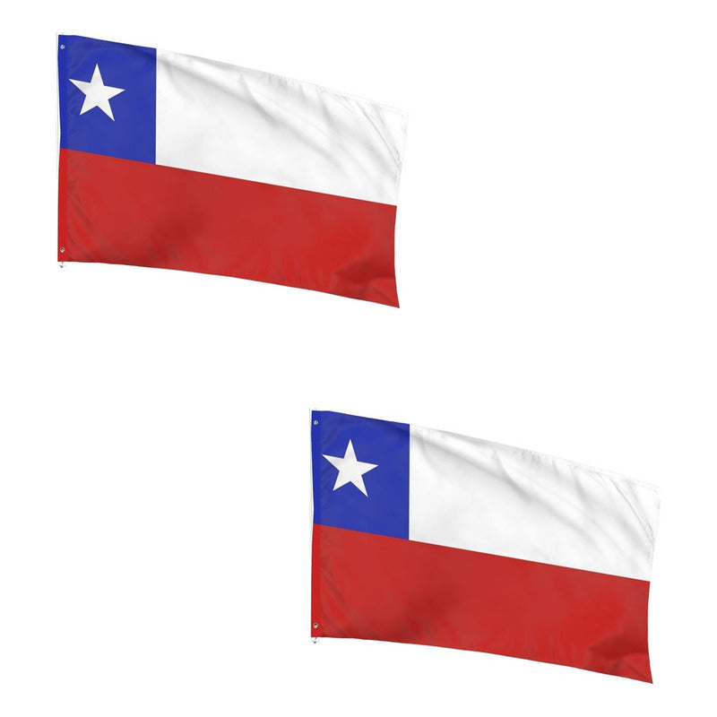 Pack X2 Bandera Chilena Bordada Banderas De Chile 135x90 – Okshop